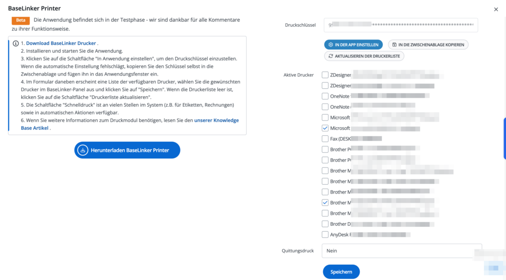 Base Printer - Hilfe | Base