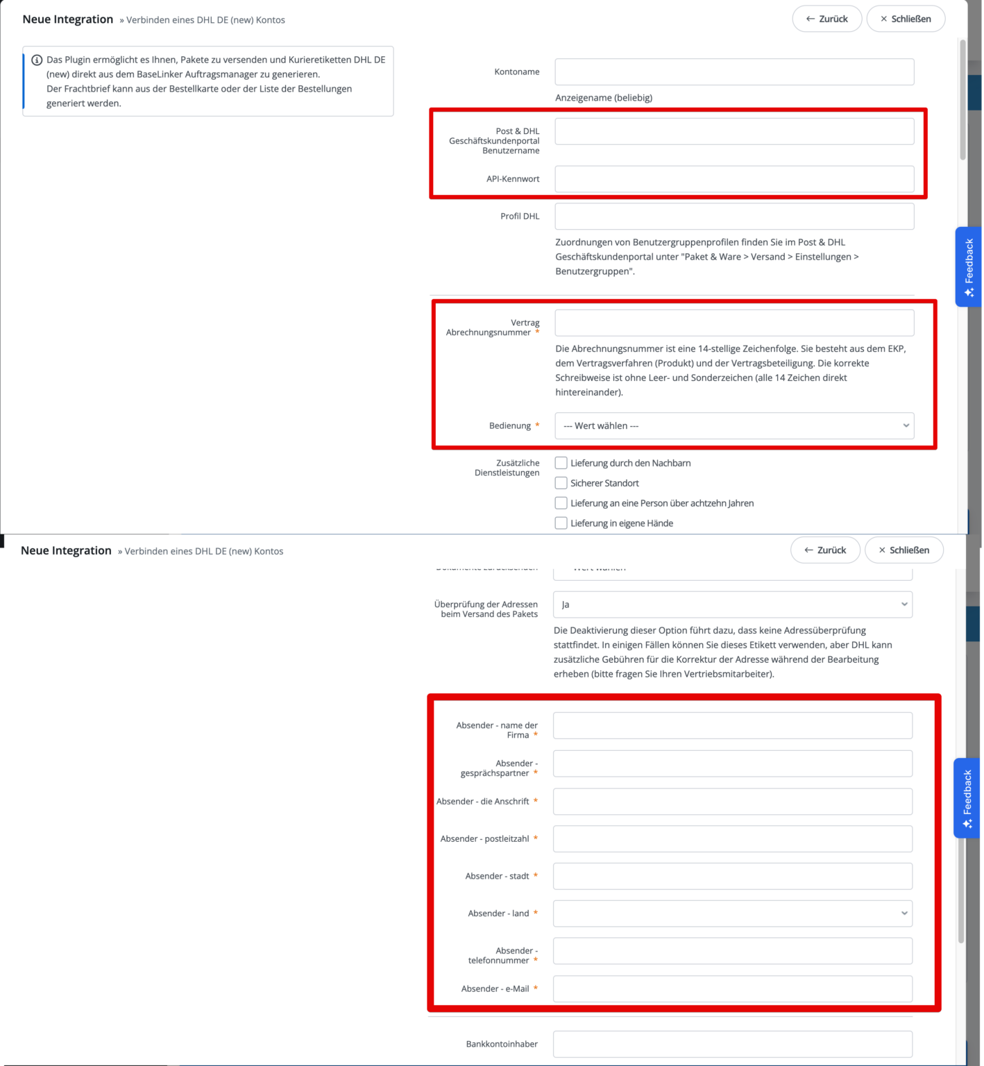 Base mit DHL Geschäftskundenportal verbinden - Handbuch - Hilfe | Base