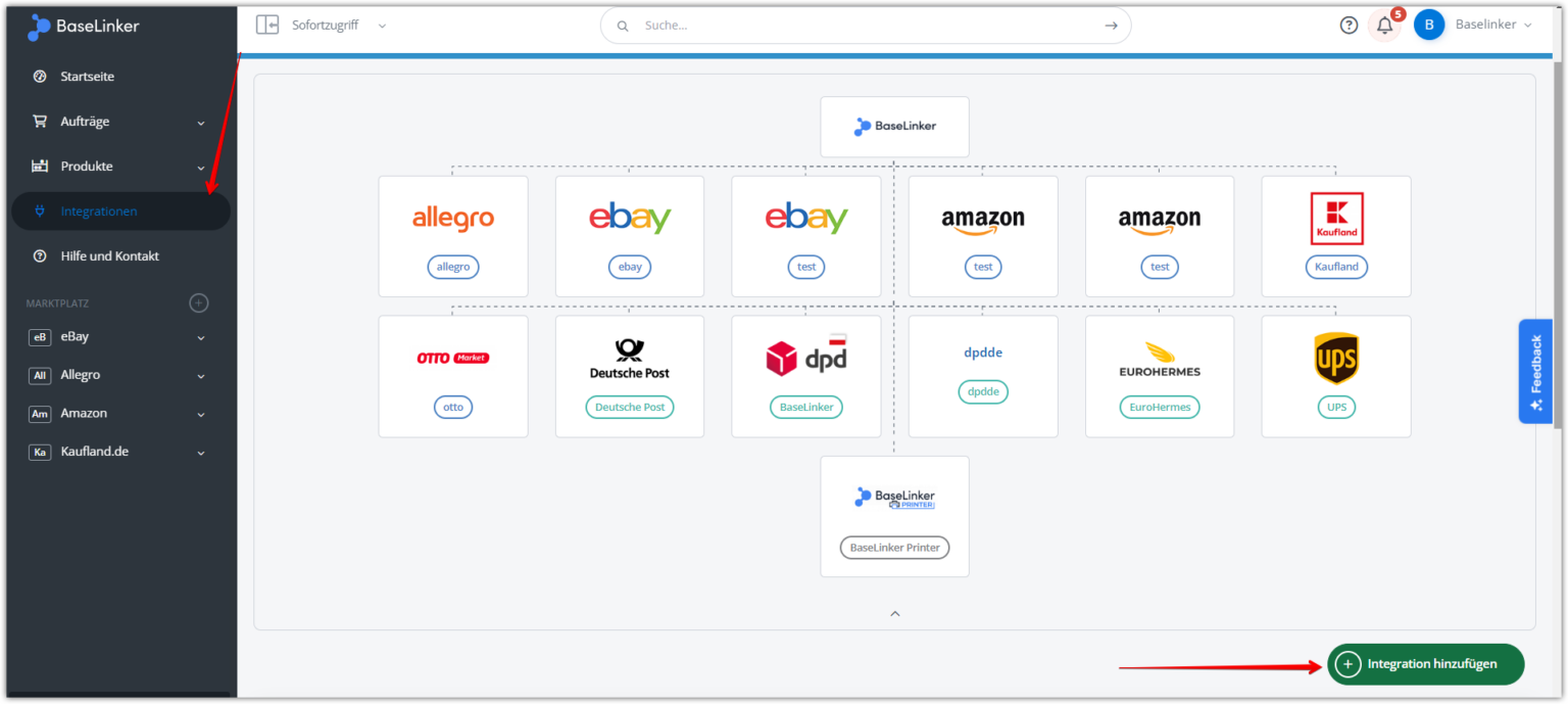 Schritt-für-Schritt-Anleitung zur Integration von DPD in Base - Hilfe | Base