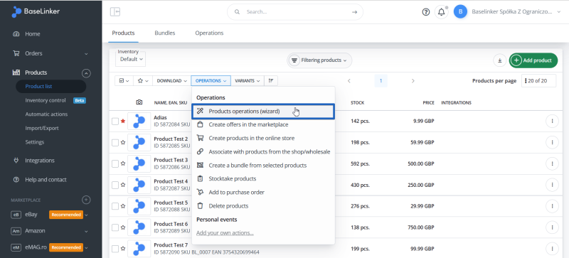 Mass product operations in the BaseLinker catalogue - Base Blog
