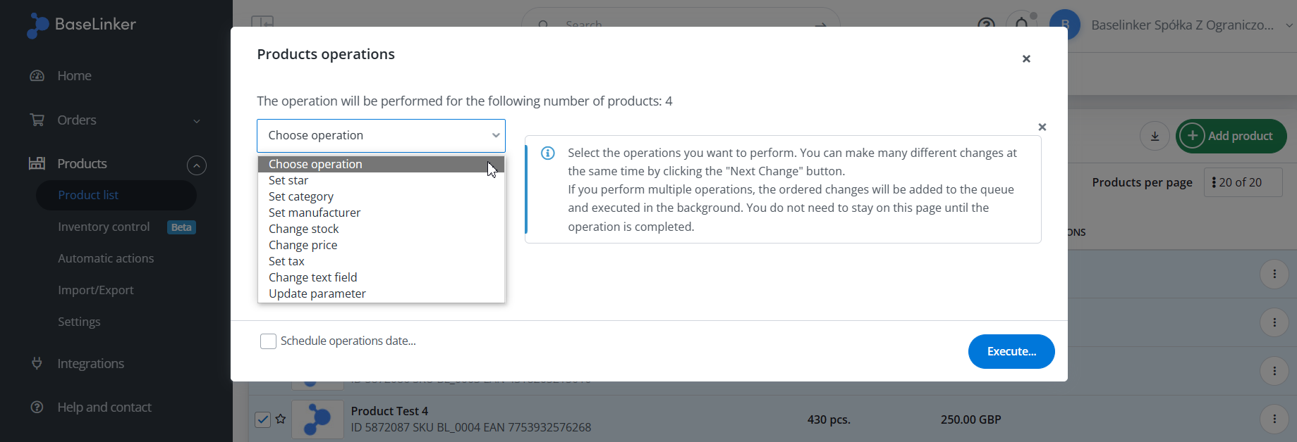 Mass product operations in the BaseLinker catalogue - Base Blog